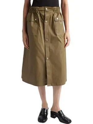 MAISON MARGIELA Stretch Cotton Cargo Midi Skirt - Khaki