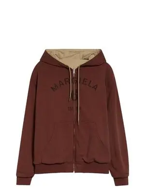 MAISON MARGIELA Logo Zip Hoodie - Beige/light Brown