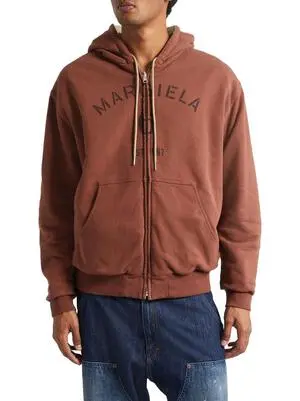 MAISON MARGIELA MM6 Maison Margiela Logo Zip Hoodie Beige/light Brown