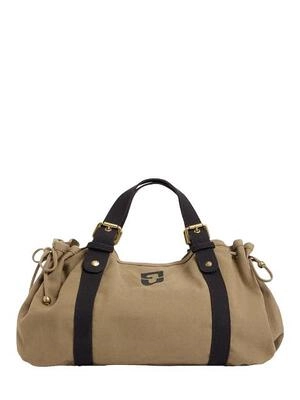 Gerard Darel Bicolor Canvas Handbag - Khaki