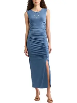 Chelsea28 Ruched Side Slit Maxi Dress - Blue