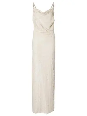 Coperni Draped Open-back Sequined Maxi Dress - Beige