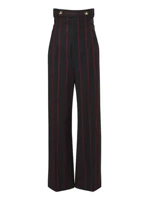 VIVIENNE WESTWOOD Lauren Wool, Alpaca, And Mohair-blend Pants In Charcoal/red Pinstripe - Black