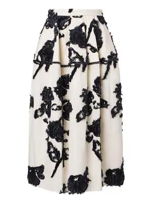 Erdem Floral Fil Coupé Poplin Midi Skirt - White