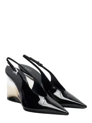 Alaïa Patent Leather Wedge Pumps - Black