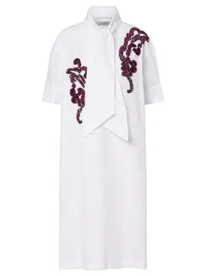 Dries Van Noten Embroidered Cotton Poplin Midi Dress - White