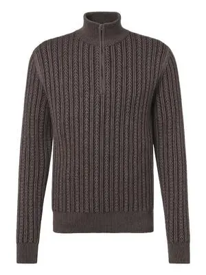 Agnona Half-zip Sweater In Cashmere, Wool, And Silk - Grey