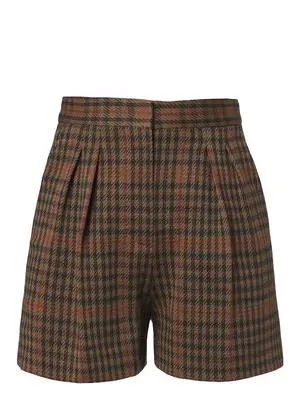 Max Mara Max Mara Prince Of Wales Wool And Cotton Shorts Brown