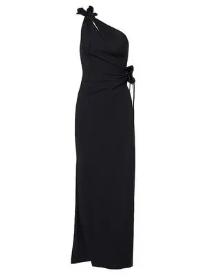 Coperni Floral-appliqué Asymmetric Cocktail Dress - Black