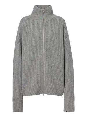 Extreme Cashmere N°495 Xtra Yours Ribbed Cashmere Zip-up Jacket - Grey
