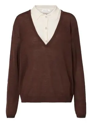AYA MUSE Eirae Paneled Linen-blend Sweater - Brown