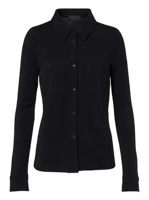 NILI LOTAN Ibra Merino Wool Shirt - Black