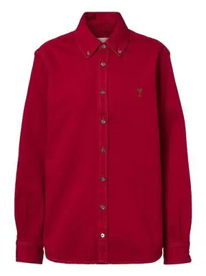 AMI Paris Cotton Twill Button-down Shirt - Red