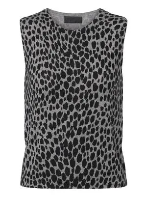 NILI LOTAN Nessa Leopard-print Cashmere Top - Grey