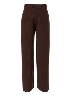 Sportmax Ribbed-knit Wool And Cashmere Wide-leg Pants - Brown