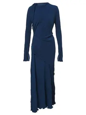 Victoria Beckham Asymmetrical Plissé Midi Dress - Blue