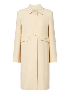 Valentino Garavani Vgold Virgin Wool Crêpe Coat - Beige