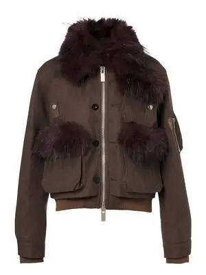 Sacai Wool Blouson Jacket - Brown