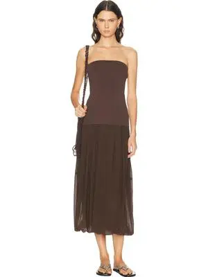 ST. AGNI Strapless Balloon Hem Dress - Cedar