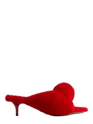 Bottega Veneta Kitten Heel Mule Sandal - Red