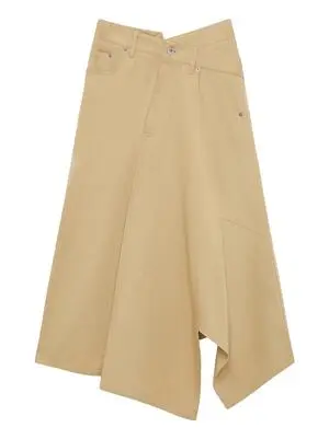 Loewe Asymmetrical Cotton Midi Skirt - Beige