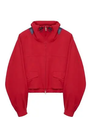 Loewe Cotton And Silk High Neck Zip Up Jacket With Double L Embroidery - Red