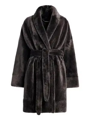 Nour Hammour Shearling Robe Coat - Grey