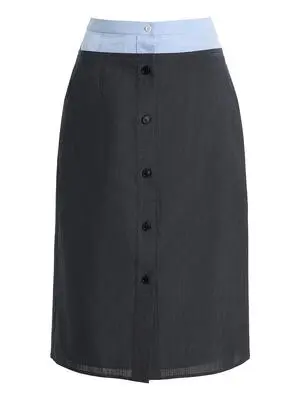 Prada Layered Poplin And Wool Midi Skirt - Grey
