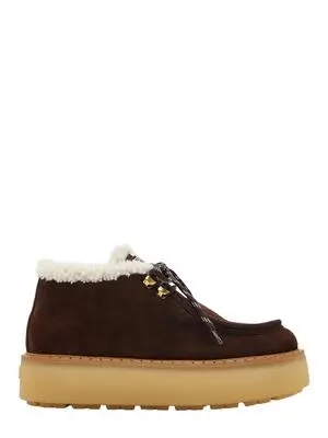 Prada Shearling Chukka Boots - Brown