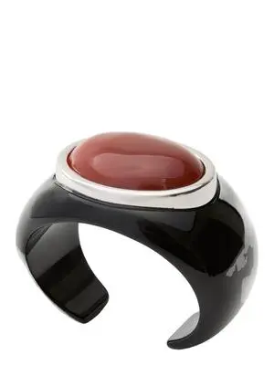JULIETTA Lina Rhodium-plated Brass Resin And Carnelian Cuff - Multi