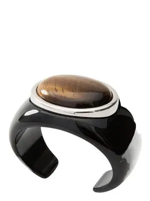 JULIETTA Rhodium-plated Brass And Resin Cuff With Tiger's Eye - Multi