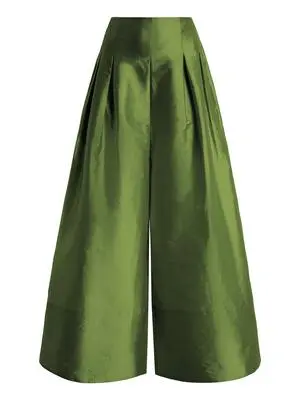 Chan Luu Techno Taffeta Wide Leg Trousers - Green