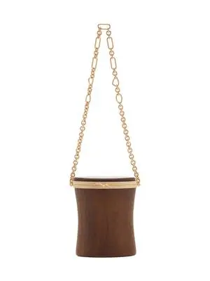 Cult Gaia Wooden Wristlet With Chain Strap - Brown