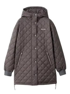 Miu Miu Quilted Hooded Down Jacket - Hematite