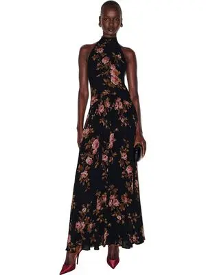 REFORMATION Fabienne Floral Print Maxi Dress - Black