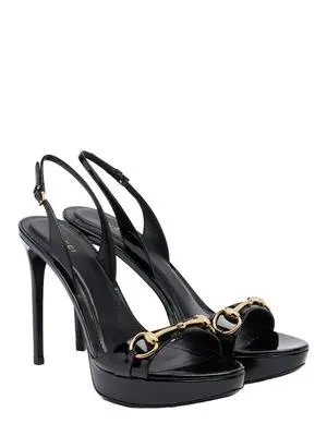 Gucci Donna Patent Leather Platform Sandals - Black