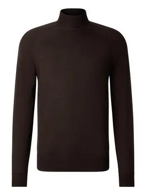 Bogner Gordon Pure New Wool And Cashmere Turtleneck Sweater - Coffee