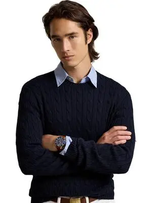 Ralph Lauren Cable-knit Cotton Crewneck Sweater - Hunter Navy