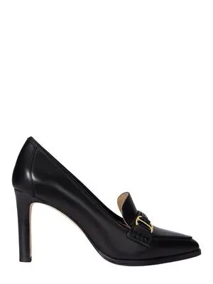 Ralph Lauren Tasha Leather Pump With Equestrian Hardware - Black