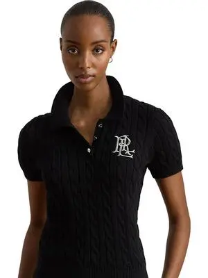 Ralph Lauren Cable-knit Cotton Polo Sweater - Black