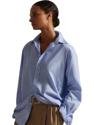Ralph Lauren End-on-end Cotton Oversized Shirt - Classic Medium Blue