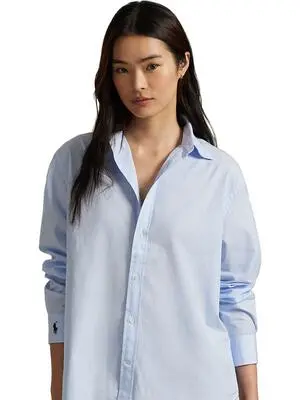 Ralph Lauren End-on-end Oversize Fit Cotton Shirt - Light Blue