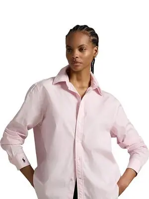Ralph Lauren End-on-end Oversize Fit Cotton Shirt - Surfside Rose