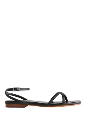 Quince Italian Leather Ankle Strap Sandal - Black