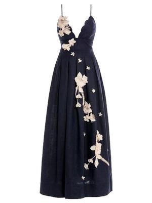 AGUA BENDITA Agua By Agua Bendita Sula Cauca Maxi Dress With Floral Appliqués