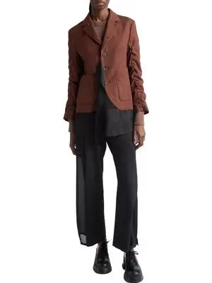 Undercover Wool Blazer With Sheer Hem - Brown