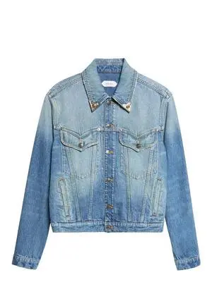 Versace Denim Jacket With Medusa Filigree Collar - Medium Blue