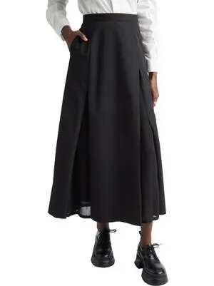 Undercover Slit Wool-blend Skirt - Black