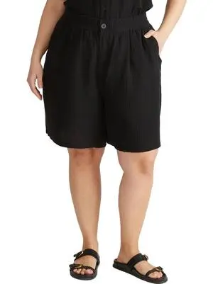 Universal Standard Cotton Gauze Beach Shorts - Black