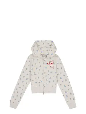 BRAIN DEAD Coach X Shrunken Floral Print Hoodie - Grey